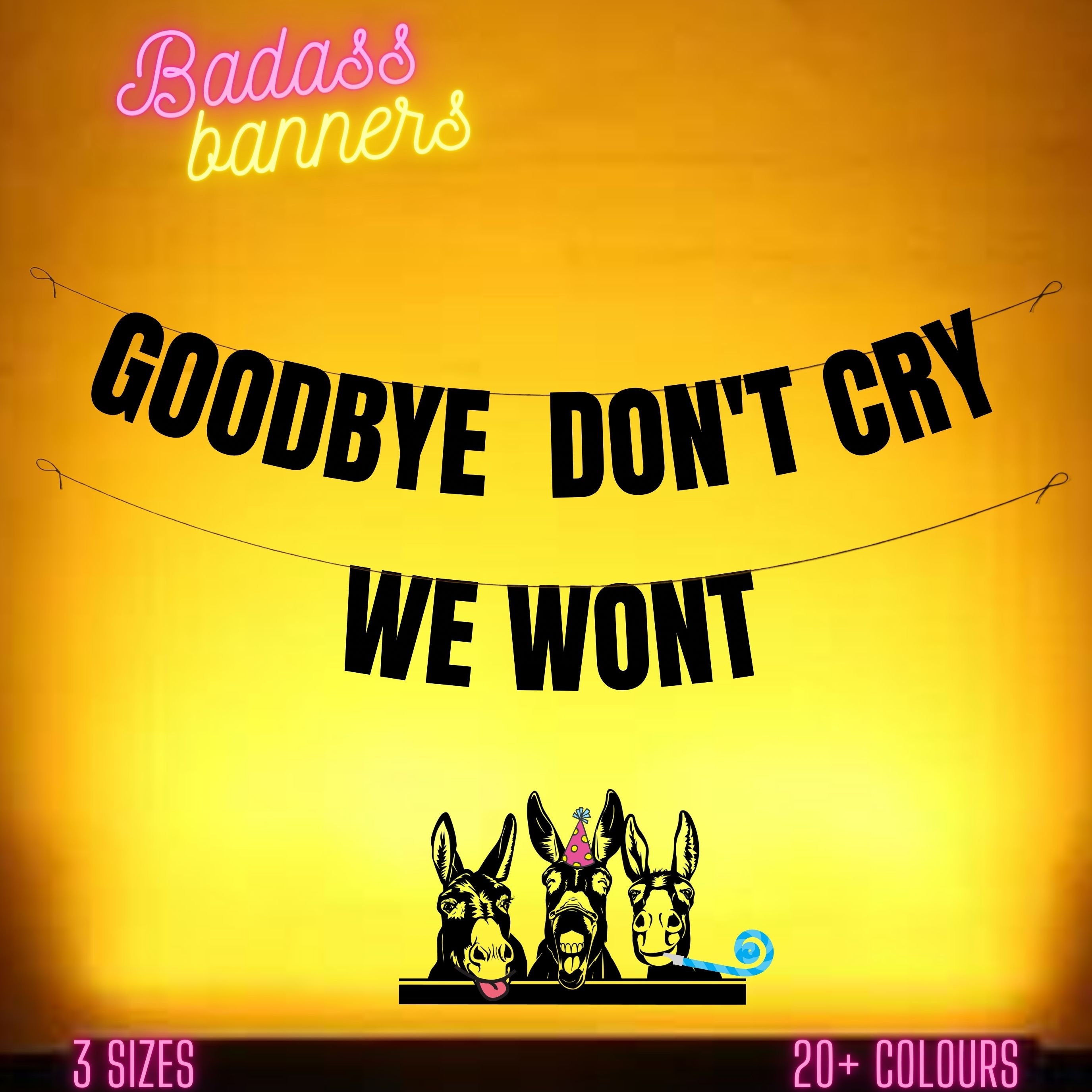 Goodbye Don't Cry We Won't. Funny Leaving Banner. Sarcastic, Funny and ...
