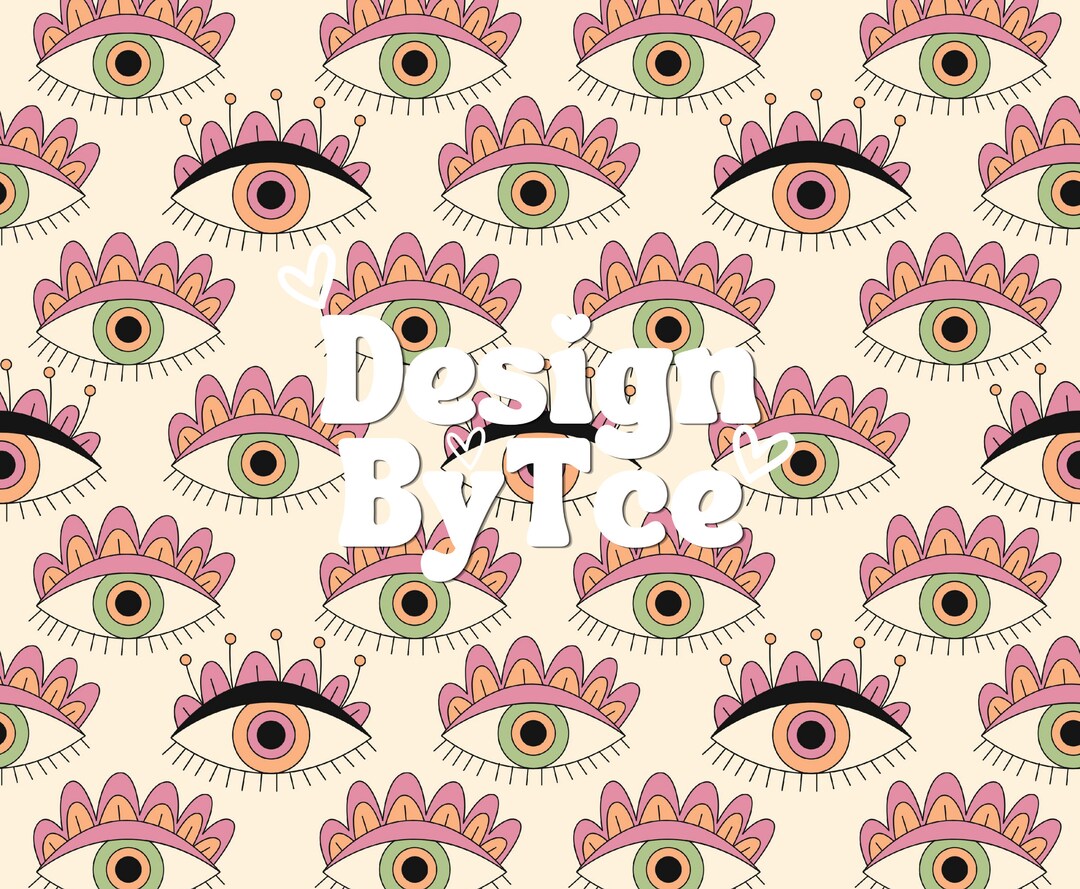 Boho Groovy Eyes Seamless Pattern Files for Fabric Printing Digital ...