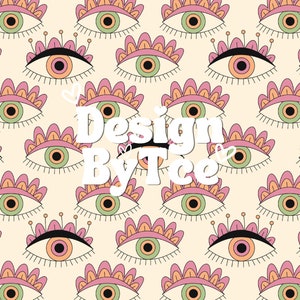 Boho Groovy Eyes Seamless Pattern Files for Fabric Printing Digital ...