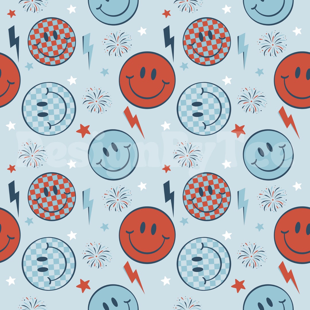 BOYS and GIRLS Check Happy Face Seamless Pattern Files for Patriotic ...
