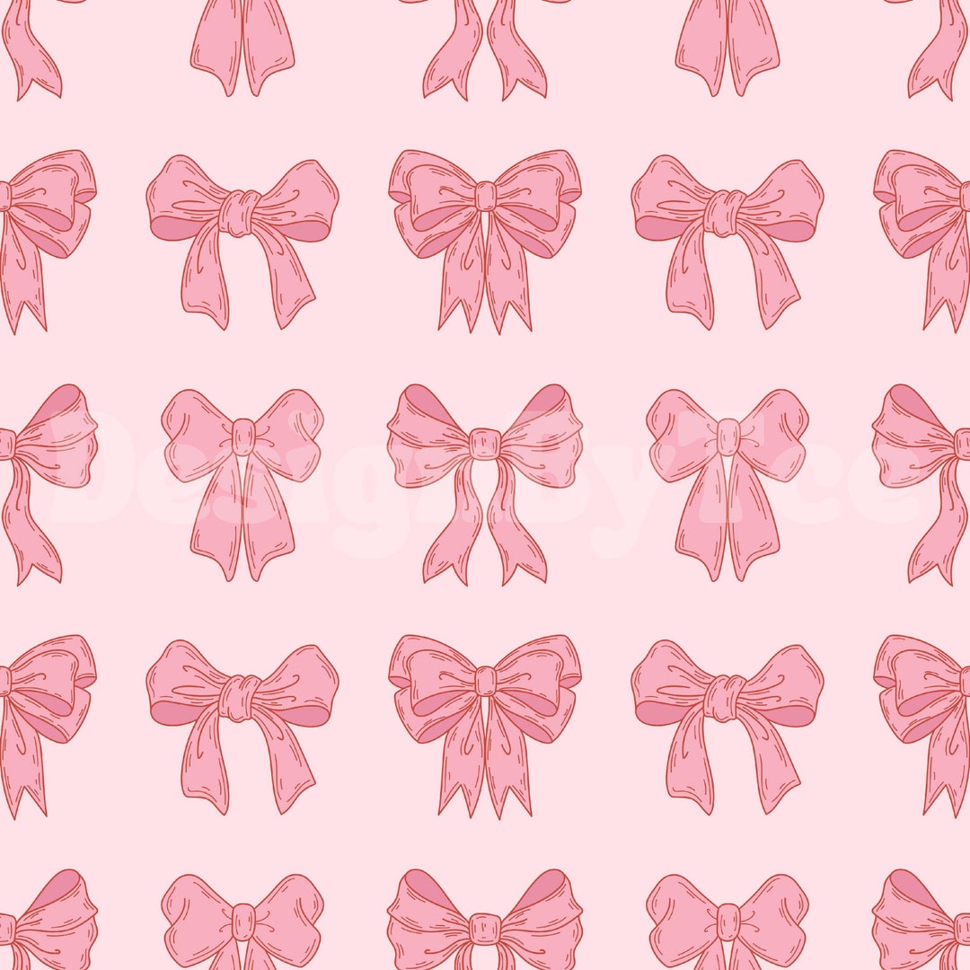 Coquette Pink Bows Seamless Pattern: Girly Fabric Design (digital File ...