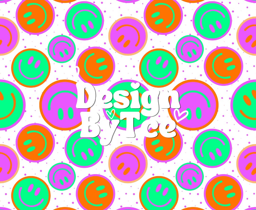 Swim Safe Neon Happy Face Seamless Pattern Files for Fabric Printing ...