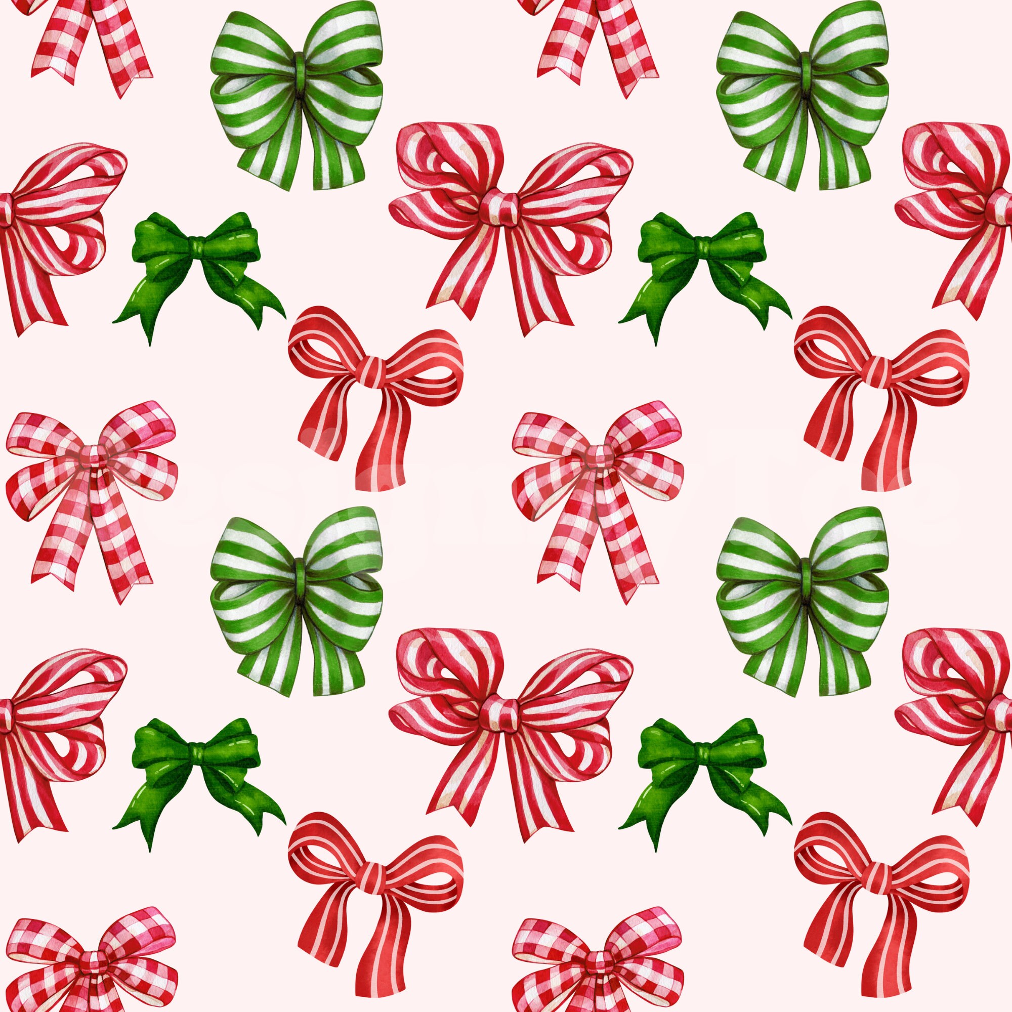 Christmas Bows Seamless Pattern: Fabric Printing, Sublimation Design ...