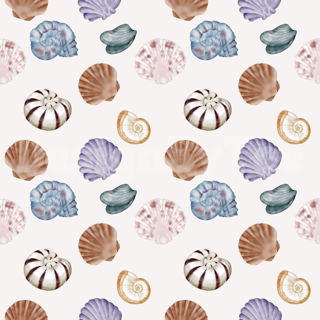 Watercolor Sea Shell Seamless Pattern Files for Fabric Printing ...