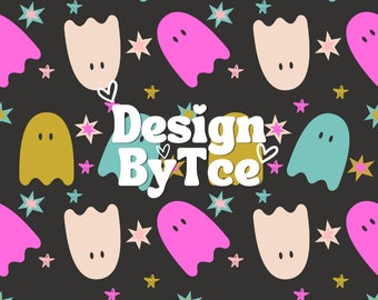 Boho Cute Ghost Seamless Pattern for Halloween Fabric Printing ...