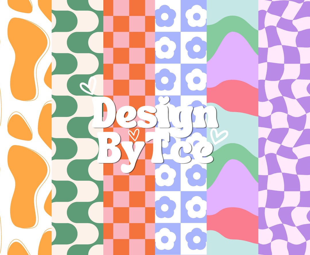 Aesthetic Y2K Seamless Pattern Files for Retro Groovy Fabric Printing ...