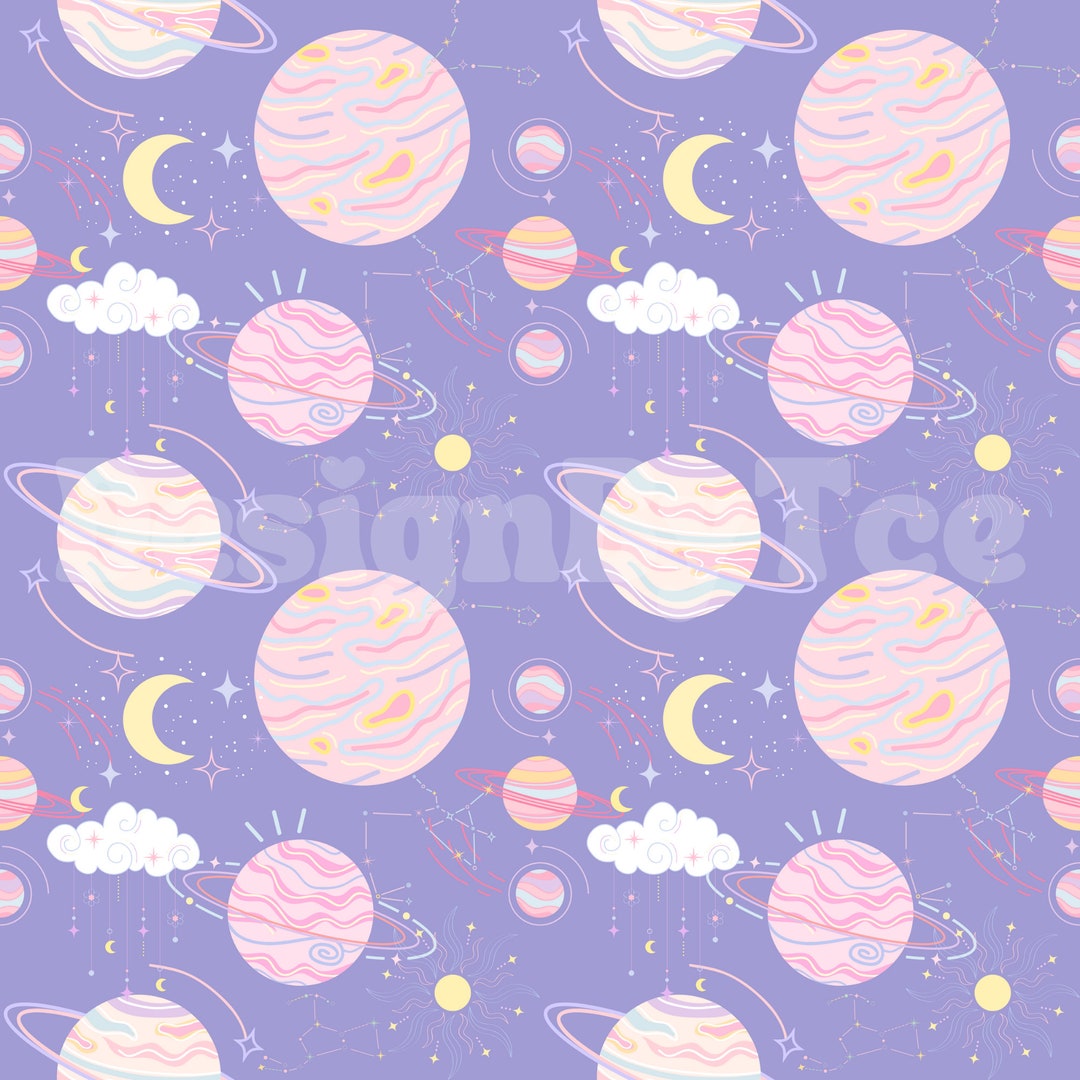 SPACE Seamless Pattern Files, Purple Galaxy Fabric Printing Sublimation ...