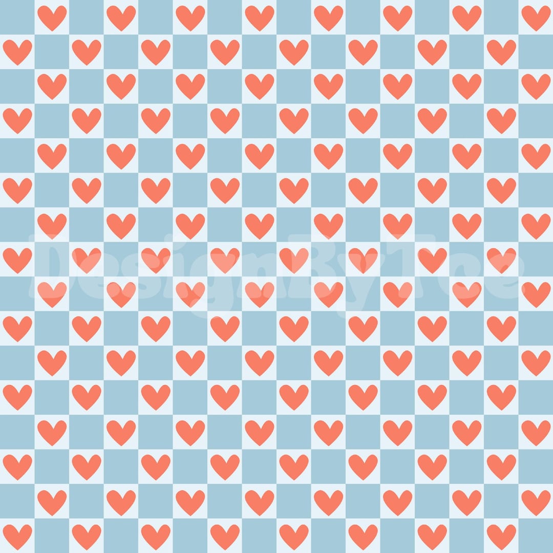 Boys Red and Blue Valentines Day Heart Checkered Seamless Pattern Files ...