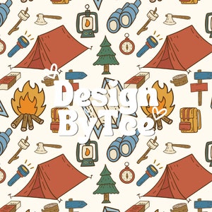 Seamless Summer Boys Camping Lover Pattern for Fabric Printing ...