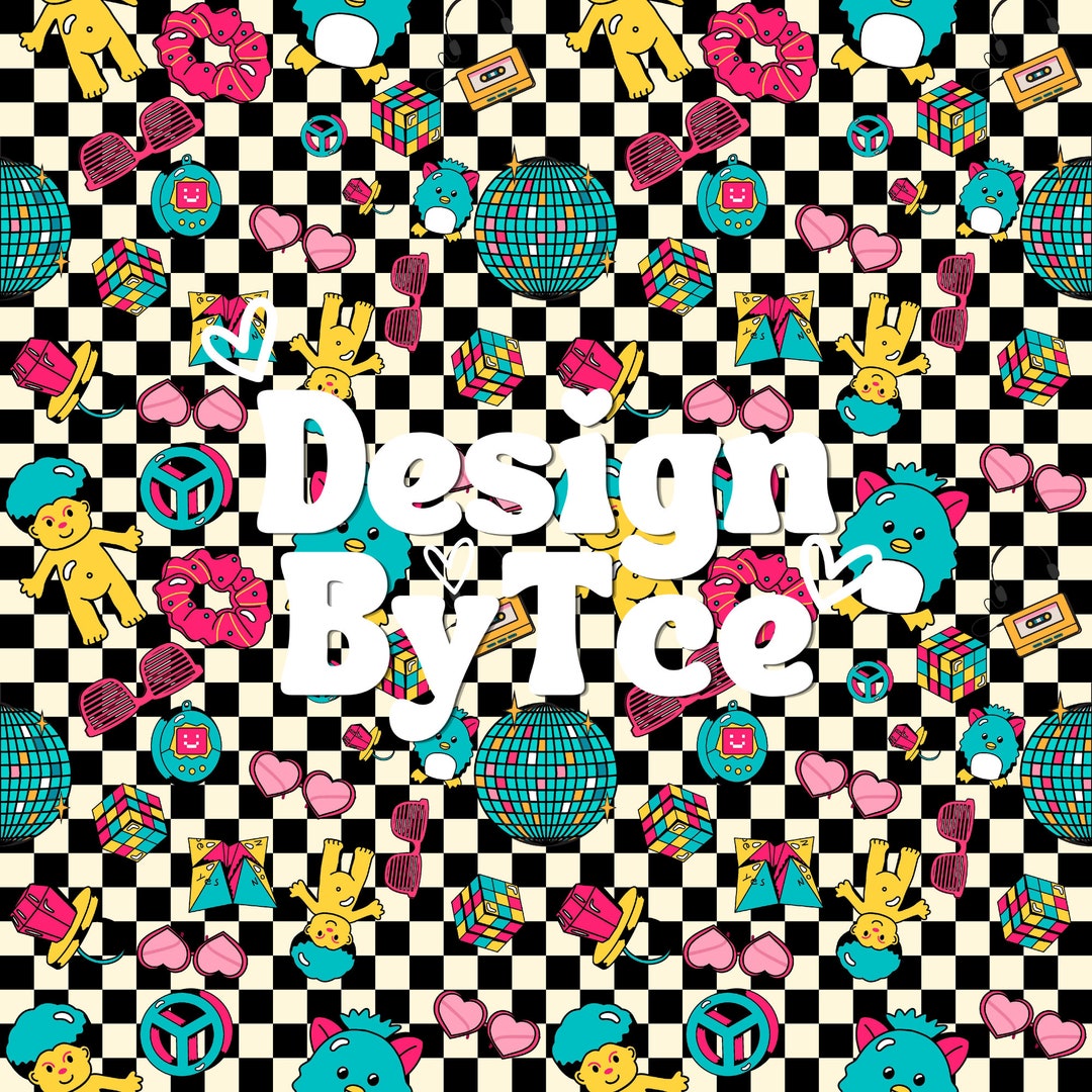 70s 80s 90s Retro Checkered Seamless Pattern Files for Fabric Printing ...