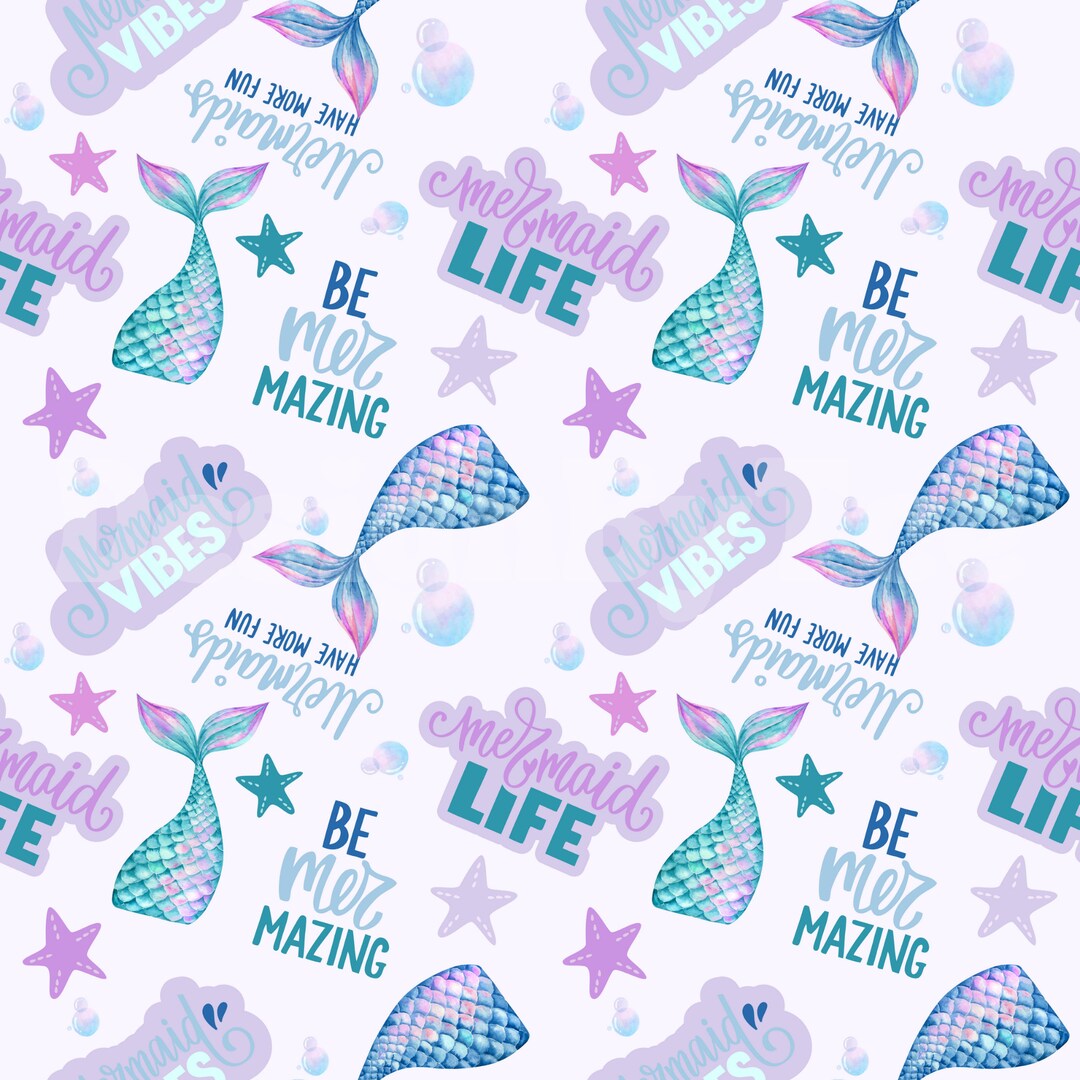 Mermaid Summer Seamless Pattern Files, Summer Retro Fabric Printing ...