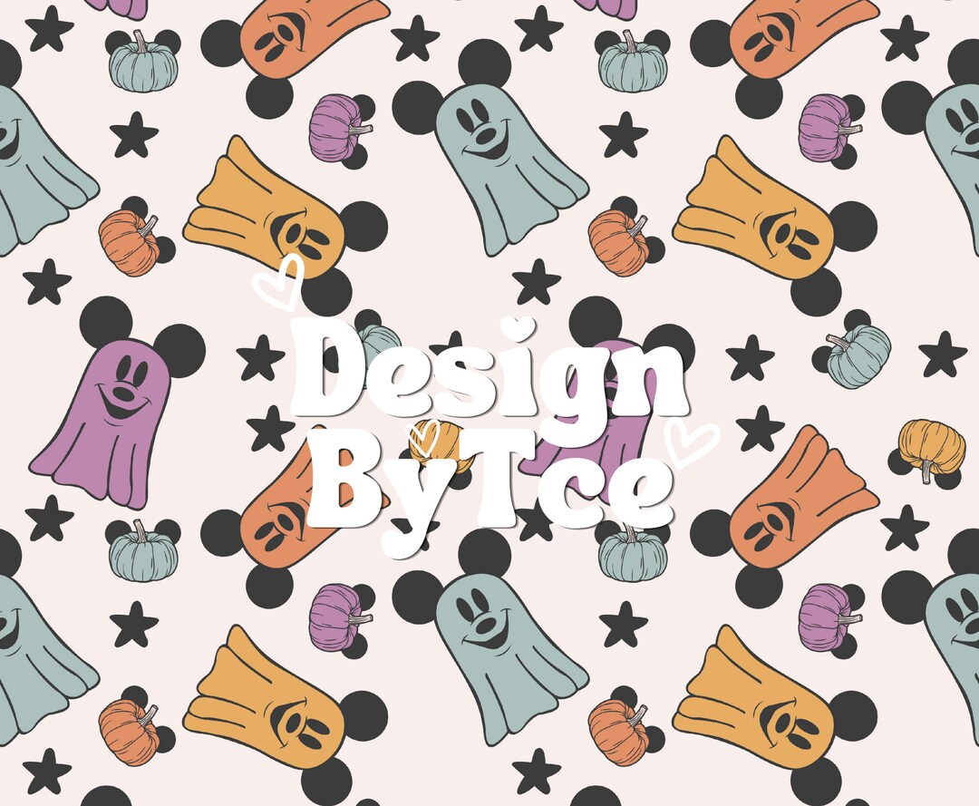 Cute Horror Ghost With Pumpkin Halloween Seamless Pattern Files for ...