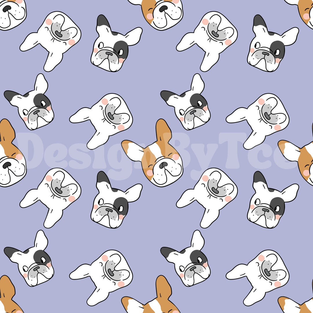 Cute Dogs and Lavender Background Seamless Pattern File for Fabric ...