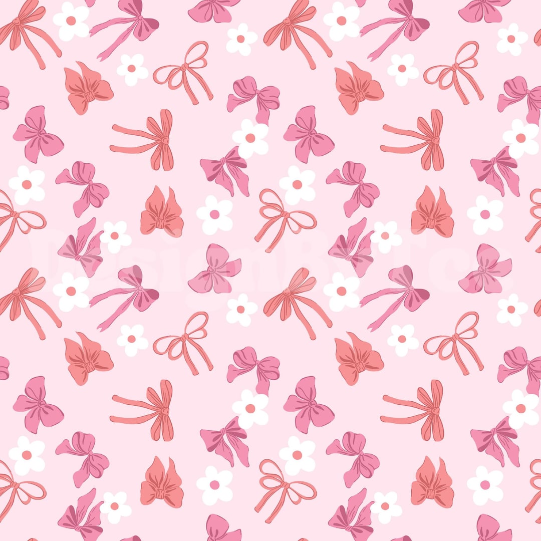 Floral Pink Bows Seamless Pattern: Fabric Printing, Sublimation ...