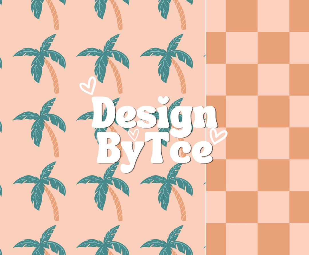 2 Seamless Palm Trees and Checkerboard Pattern, Set of 2 Seamless ...