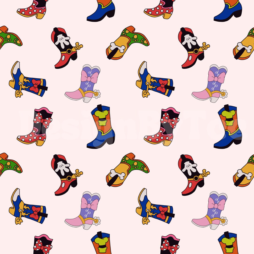 Magical Cowboy Boots Seamless Pattern: Western Fabric Design (digital ...
