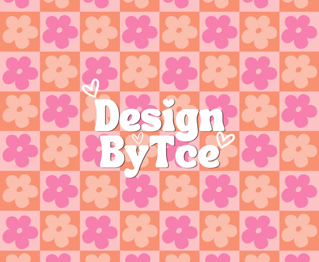 Pinky Checkerboard With Coral Pink Daisy Seamless Pattern for Fabric ...