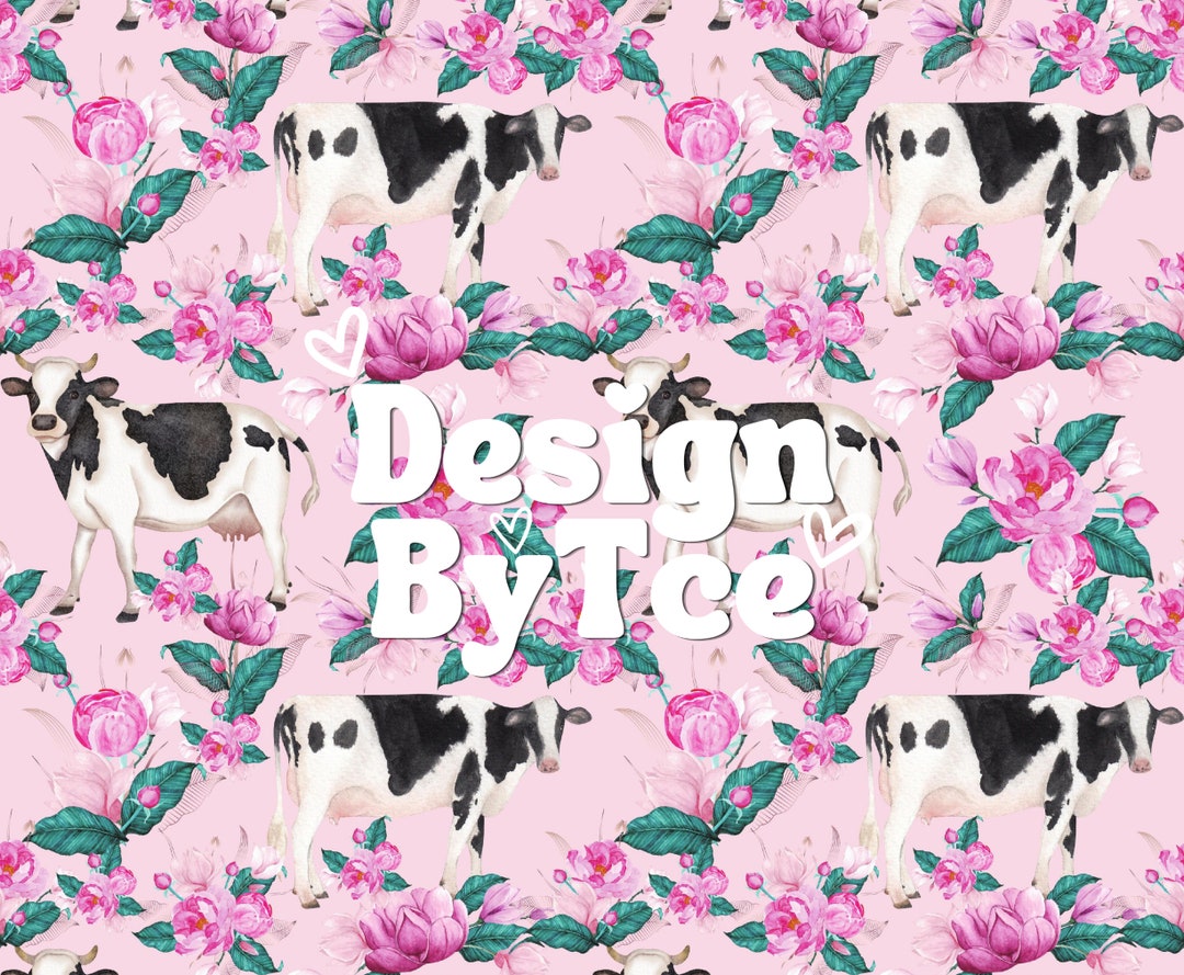 Floral Cow Pink Seamless Pattern Files for Fabric Printing Sublimation ...