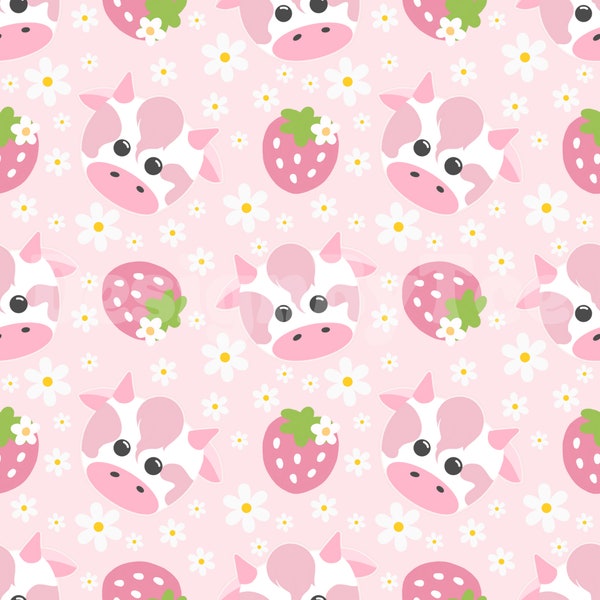 Strawberry Cow Art - Etsy