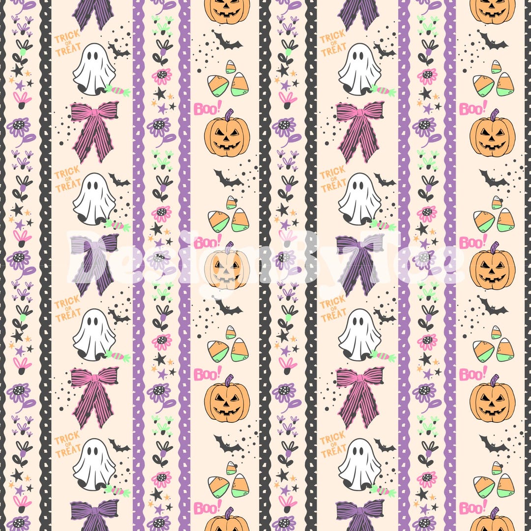 Halloween Seamless Pattern: Ghost, Pumpkin, Bats (12x12 JPEG Digital ...