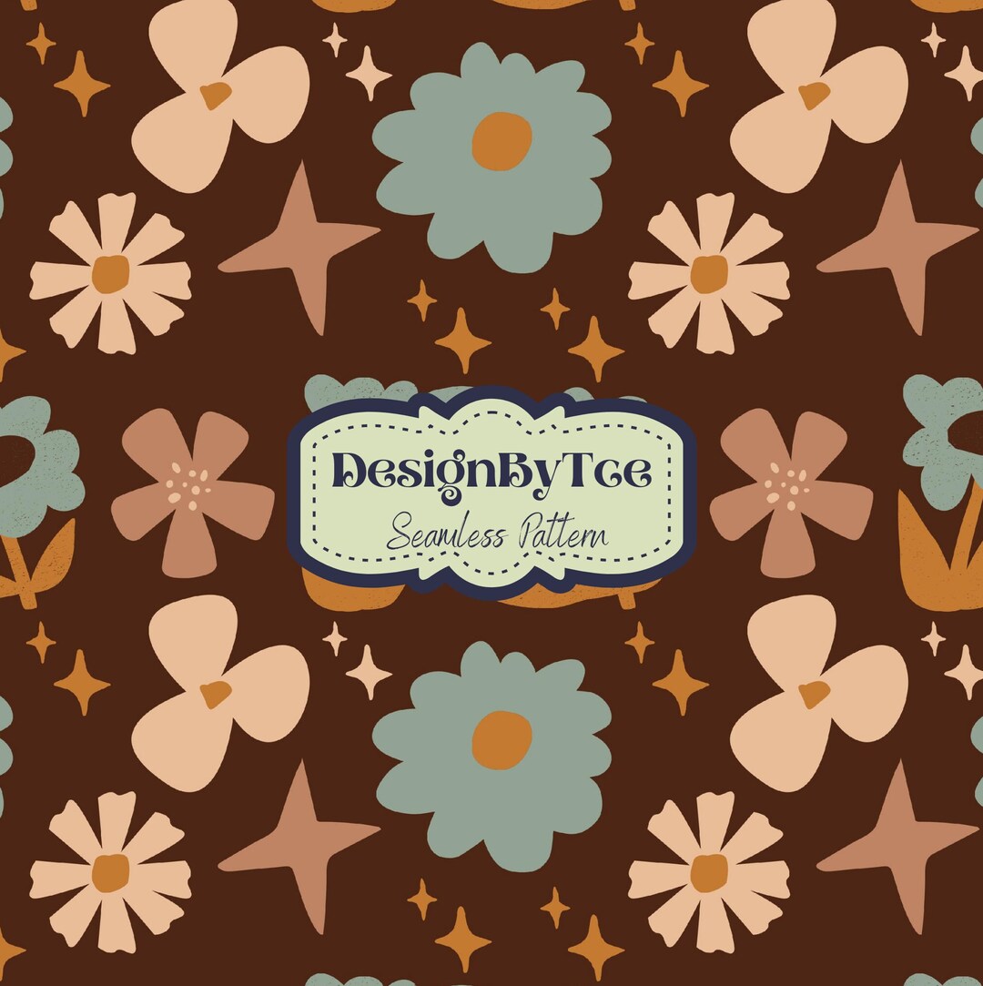 Abstract 70s Flower Seamless Pattern Files for Fabric Printing ...