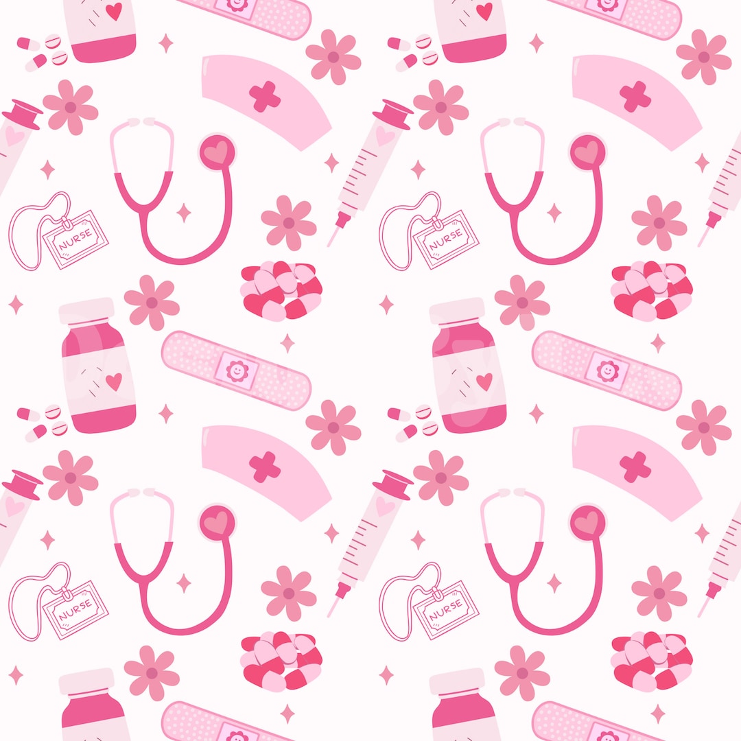 Pink Nurse Life Seamless Pattern Files for Medical Fabric Sublimation ...