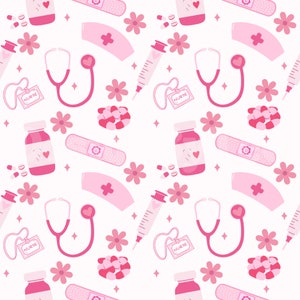 Pink Nurse Life Seamless Pattern Files for Medical Fabric Sublimation ...
