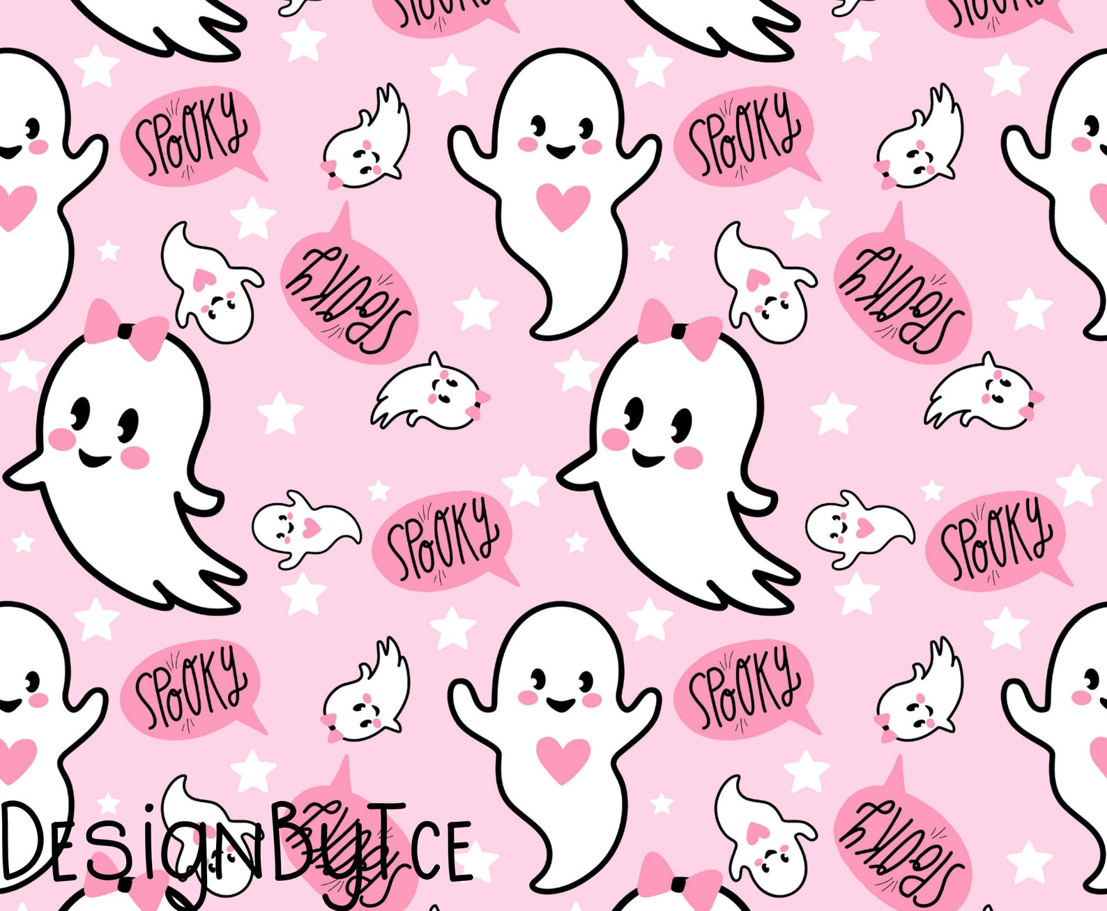 Spooky Girl Creepy Cute Ghost Halloween Seamless Pattern Files for ...