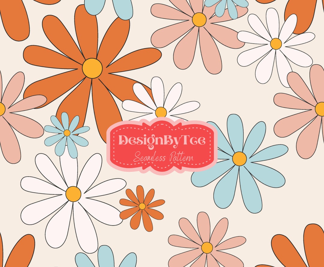Vintage Retro Daisies Seamless Pattern Files for Floral Fabric ...