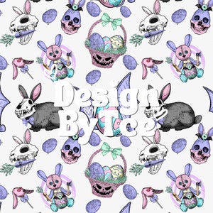 Pastel Goth Easter Skeleton Bunny Seamless Pattern (digital File) - Etsy