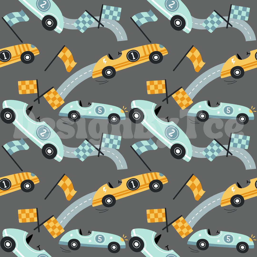 Boy Racing Car Seamless Pattern File for Fabric Printing Sublimation ...