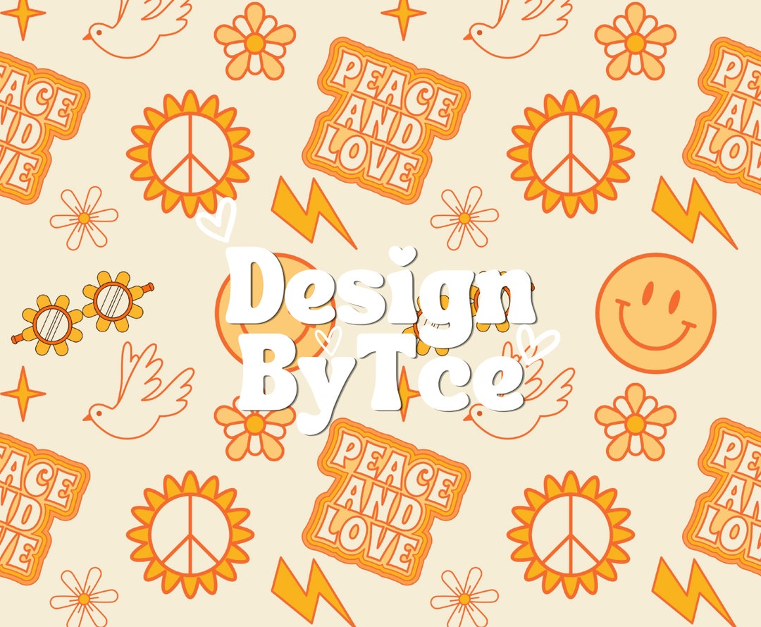 Groovy Gender Neutral Floral Peace and Smiley Face Yellow and - Etsy