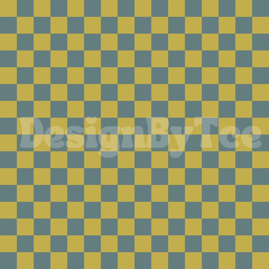 Mustard and Blue Checkered Seamless Pattern Files for Fabric Printing ...