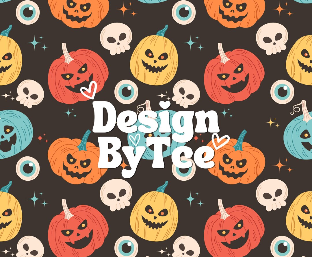 Horror and Cute Pumpkin Spooky Season Seamless Pattern Files for Custom ...