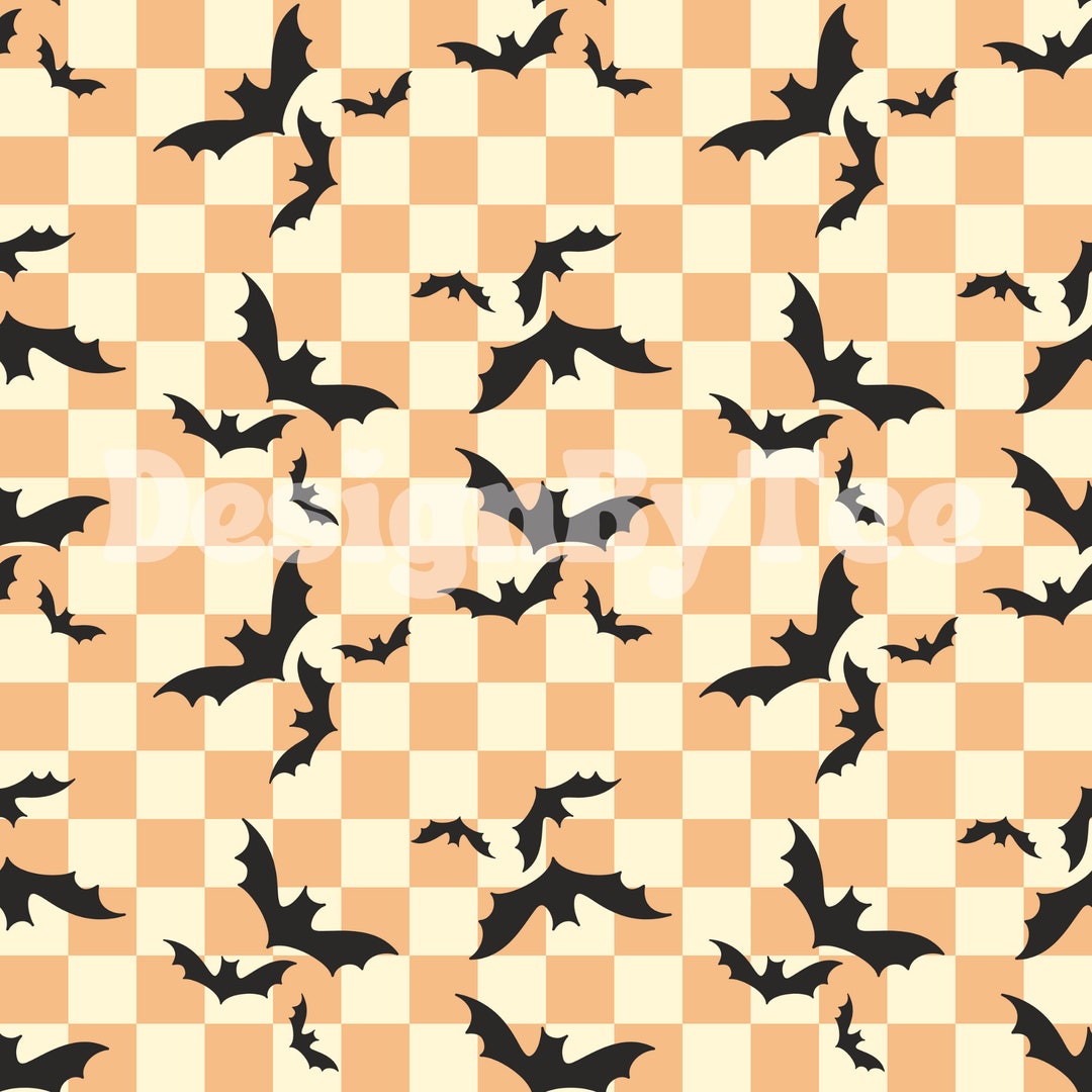 Dancing Bats With Yellow Checkered Seamless Pattern Files for Fabric ...