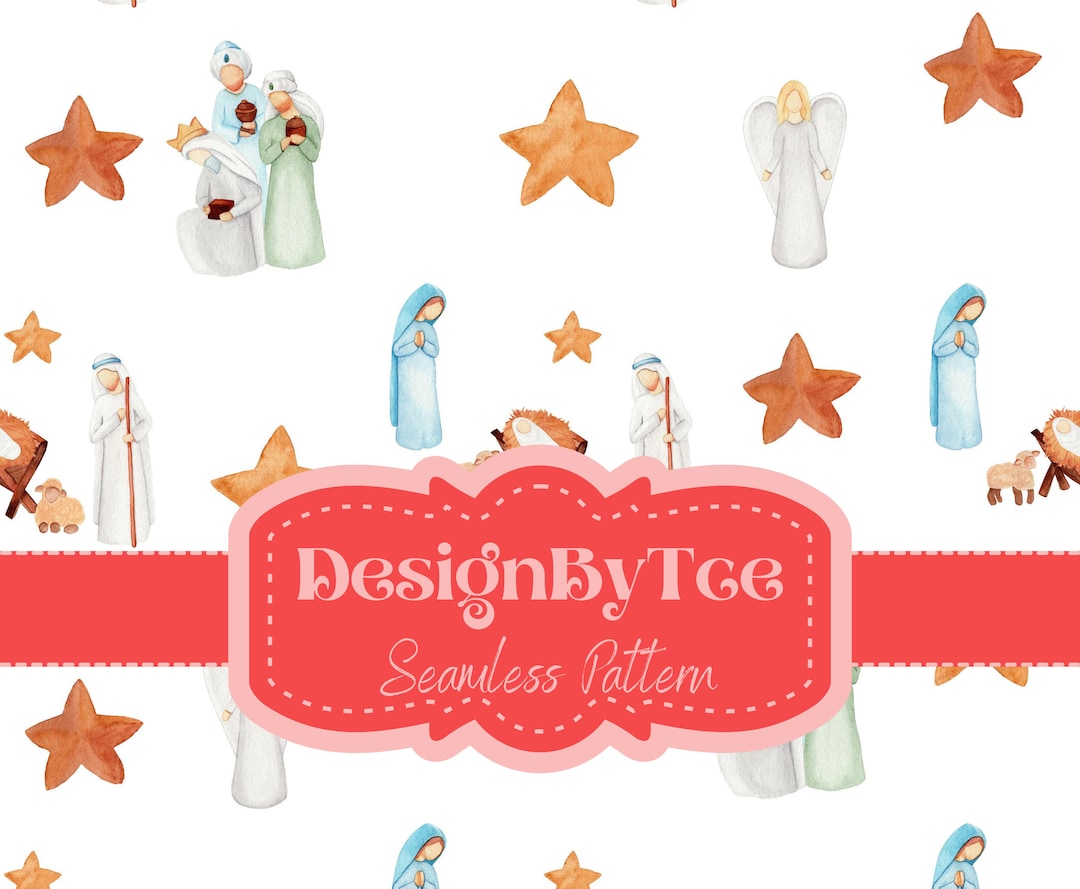 Baby Jesus Nativity Seamless Pattern for Fabric Printing, Joseph and ...