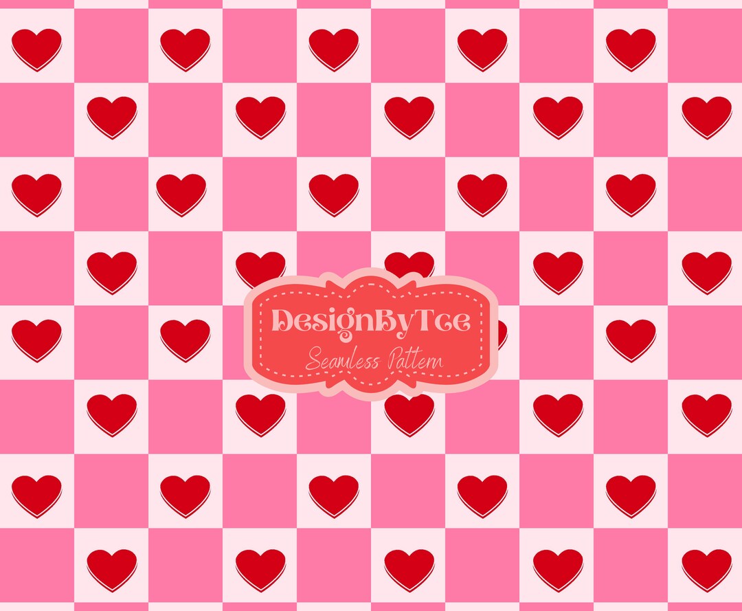 Valentine Hearts Pink Checkerboard Seamless Pattern (digital File) - Etsy