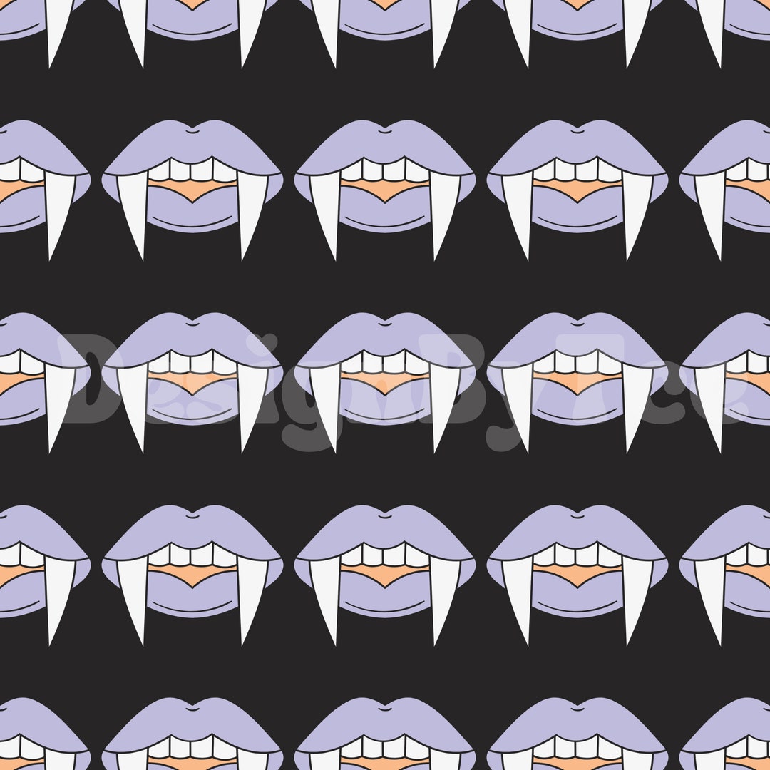Halloween Vampire Lips Seamless Pattern Files for Fabric Printing ...