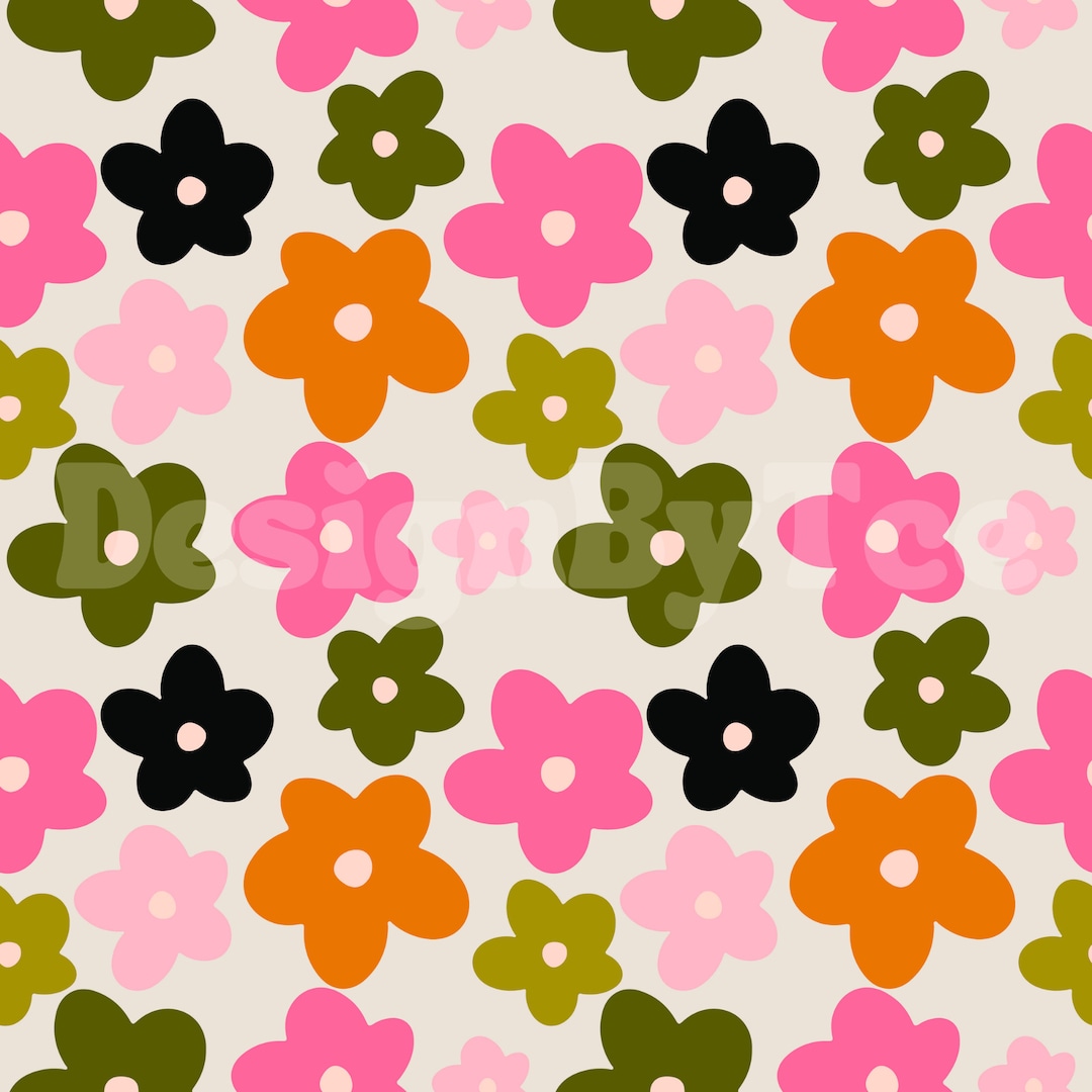 Funky Summer Daisy Seamless Pattern Files for Spring Fabric Printing ...