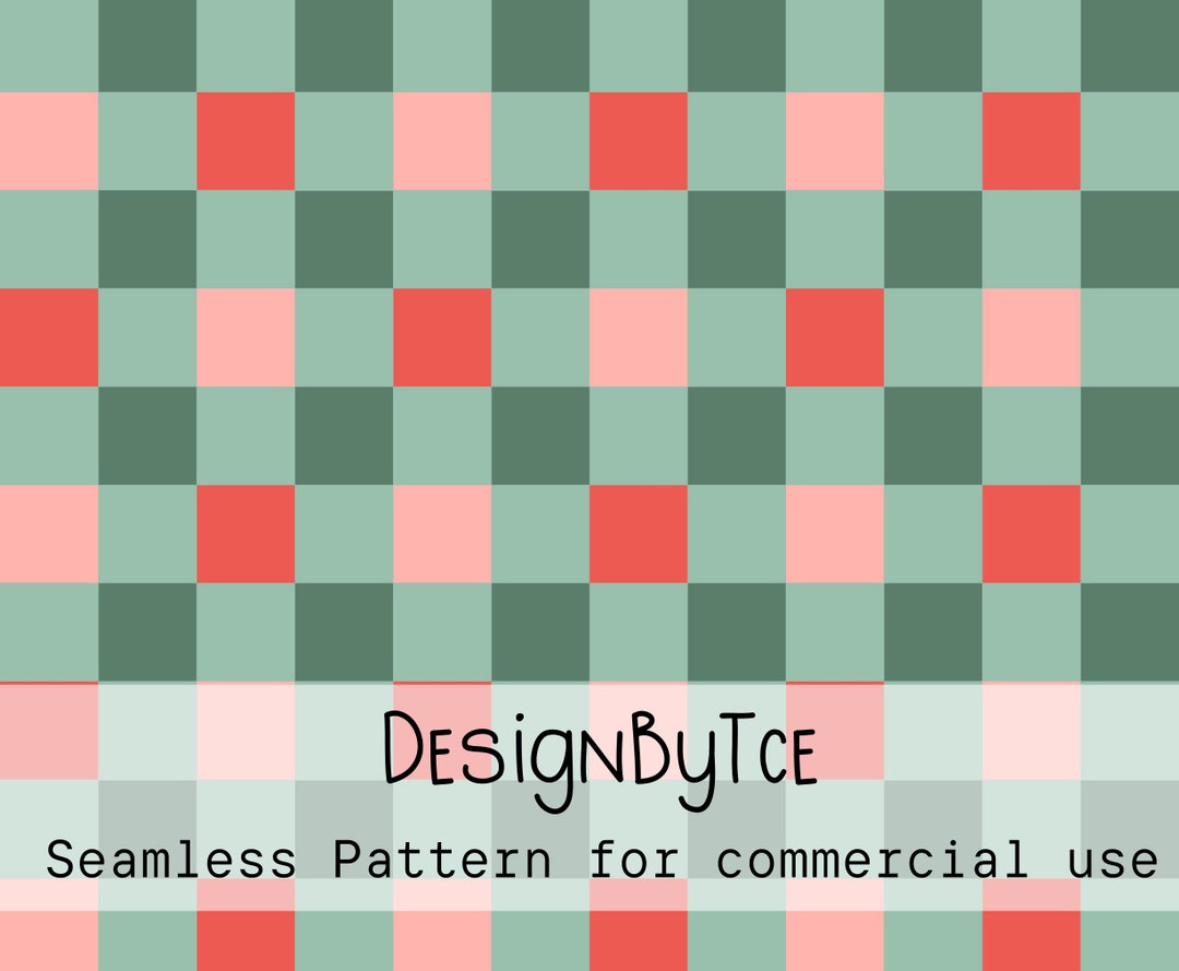 Soft Green and Red Retro Checkered Christmas Seamless Pattern Files for ...