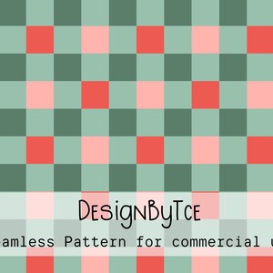 Soft Green and Red Retro Checkered Christmas Seamless Pattern Files for ...