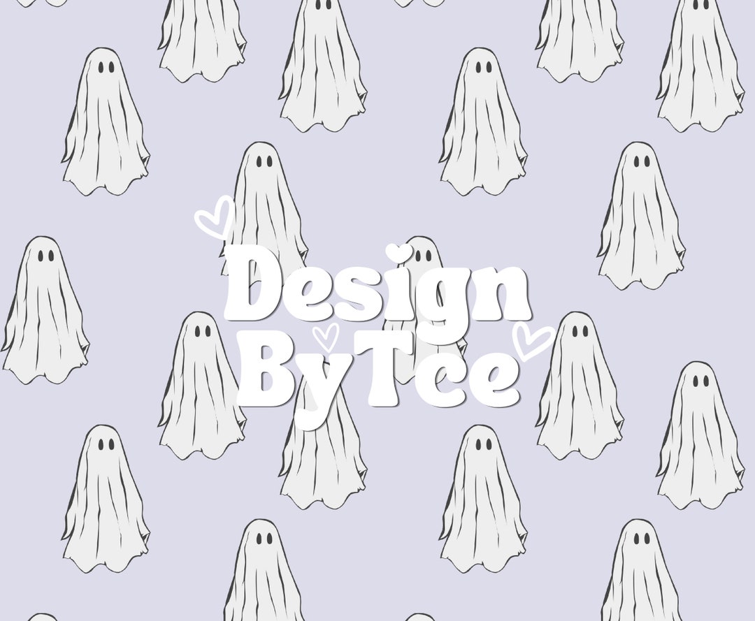 Cute Ghost Lilac Background for Halloween Seamless Pattern Files for ...