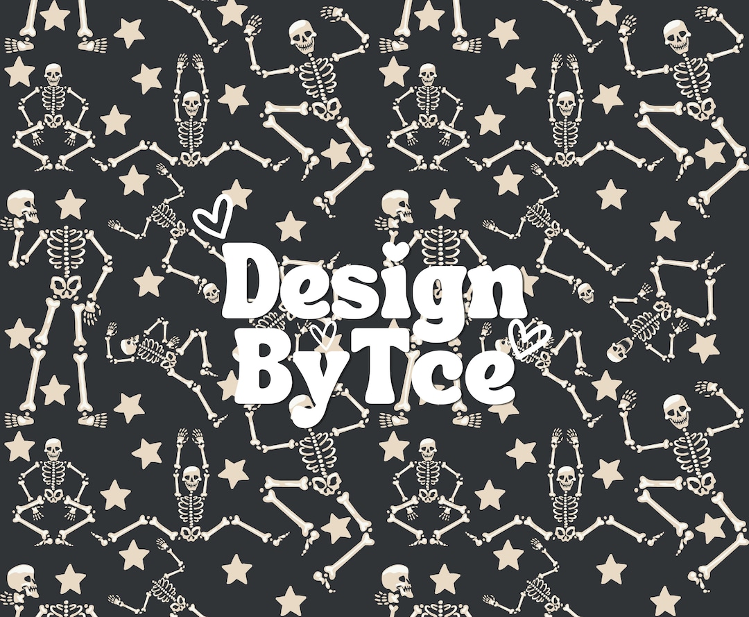 Dancing Beige Skeleton Funny Halloween Seamless Pattern Files for ...