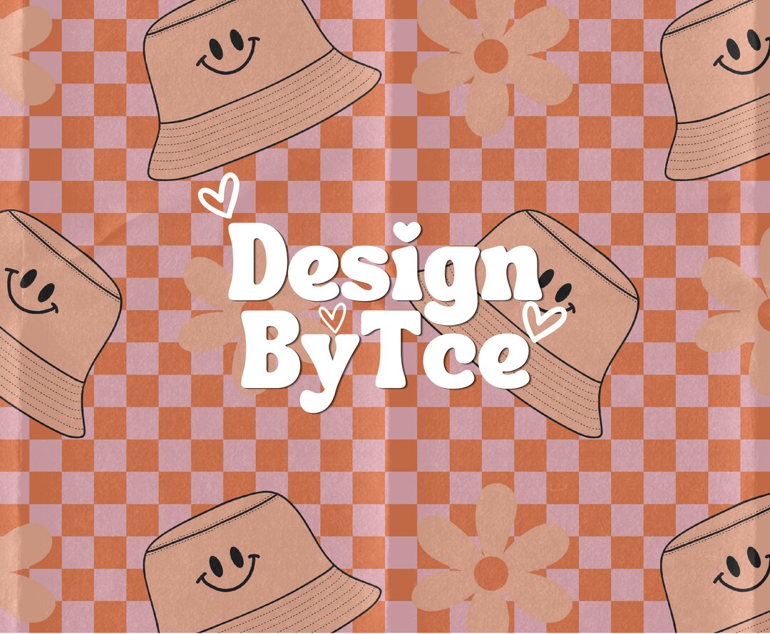 Retro Checker Orange Daisy Fabric Pattern: Seamless Floral Design (JPEG ...