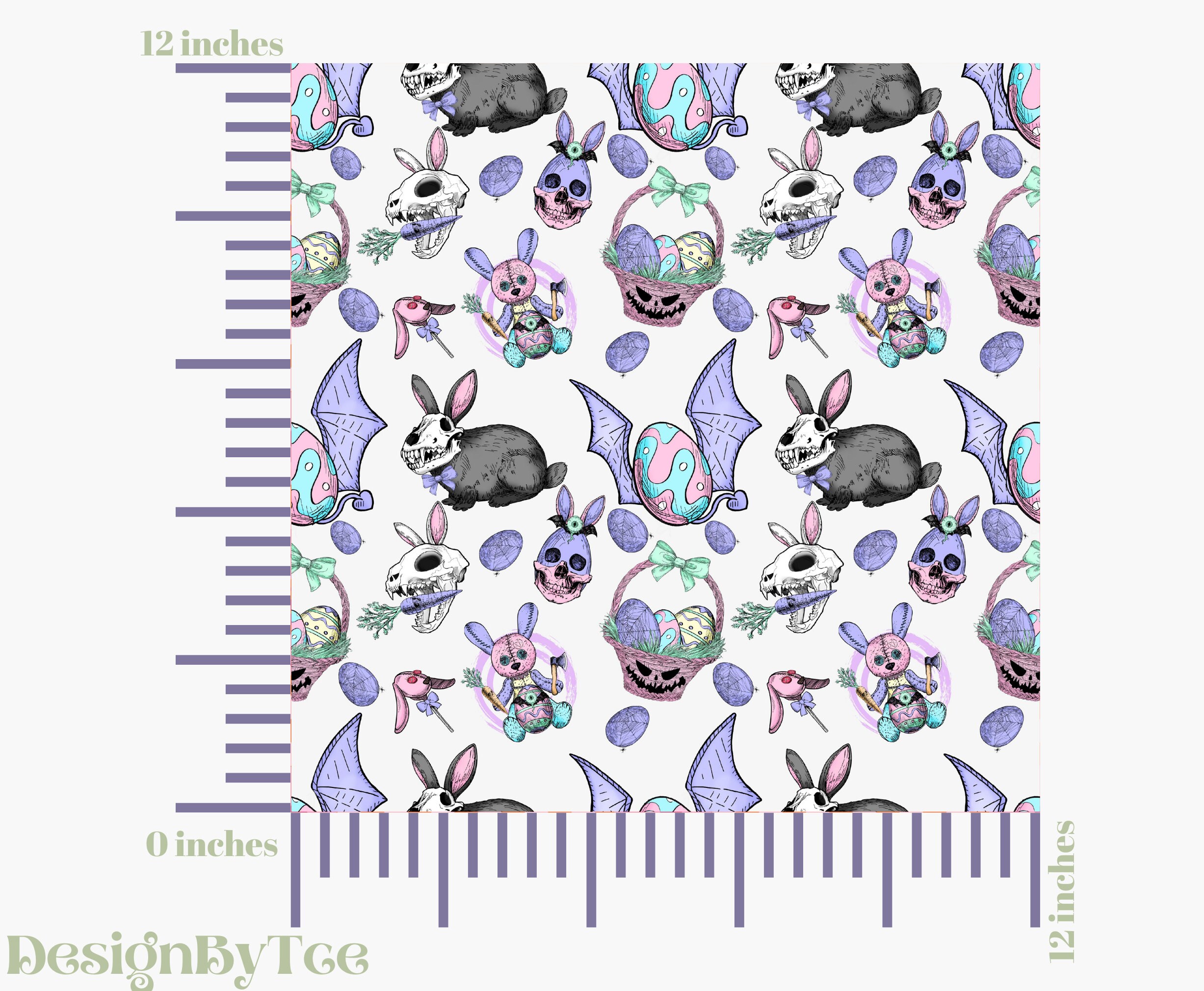 Pastel Goth Easter Skeleton Bunny Seamless Pattern (digital File) - Etsy