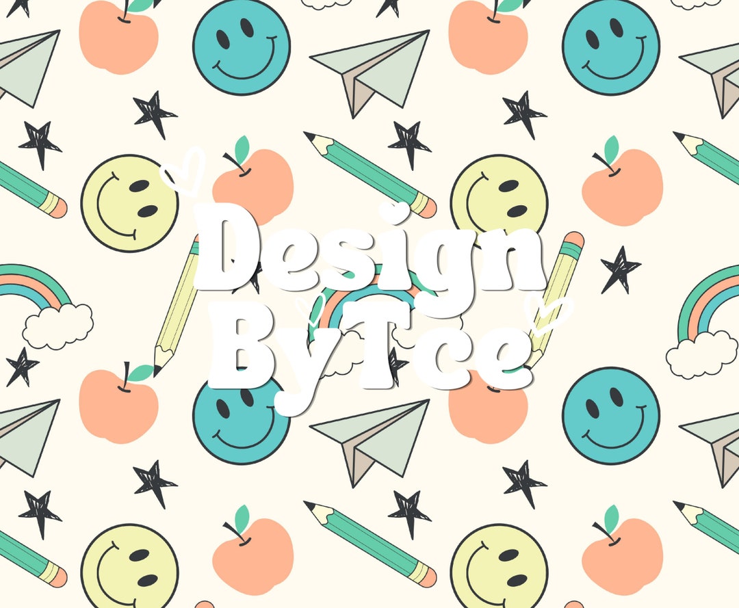Happy Face Back to School Seamless Pattern: Teacher Fabric Print ...