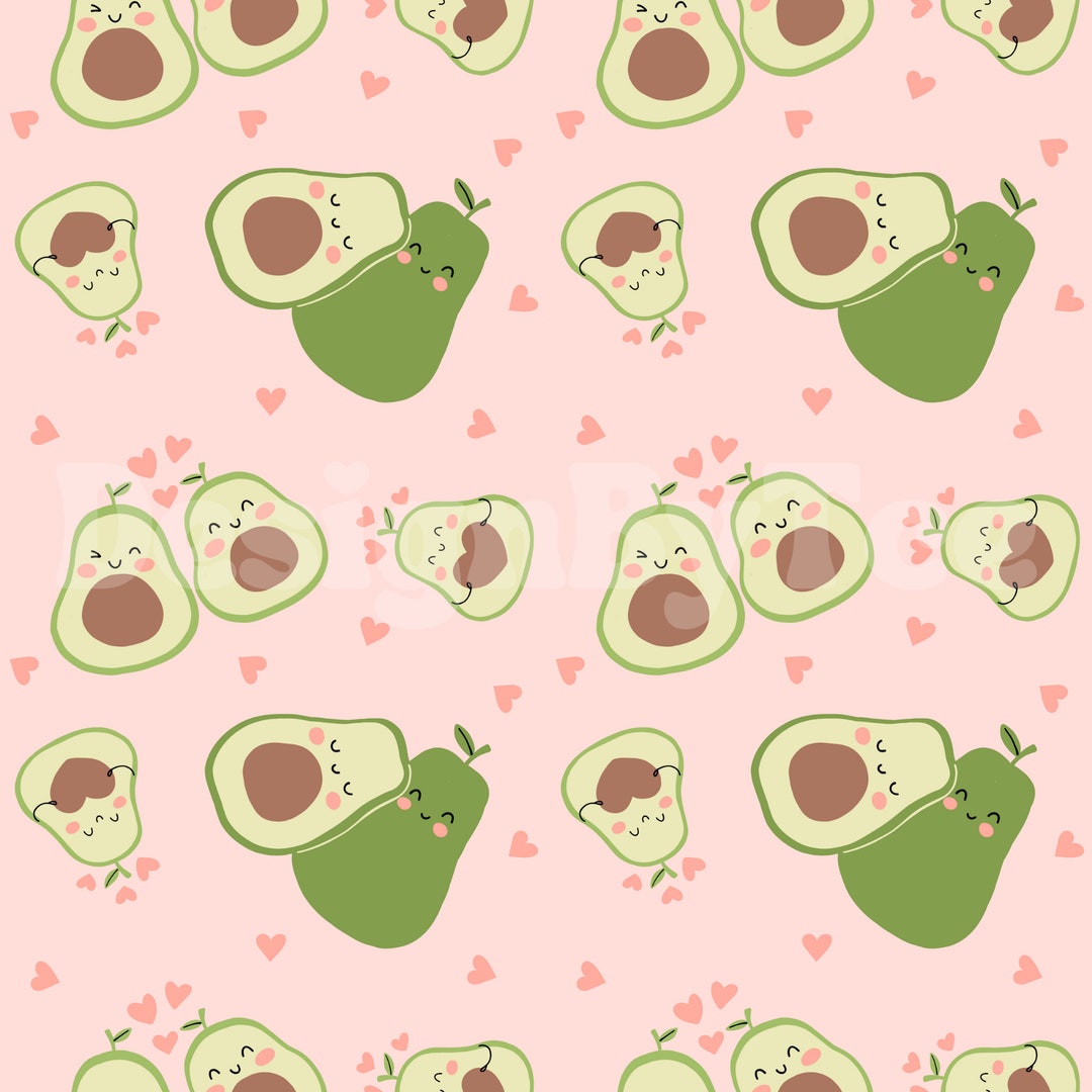Valentine Avocado With Heart Seamless Pattern Files for Valentines Day ...