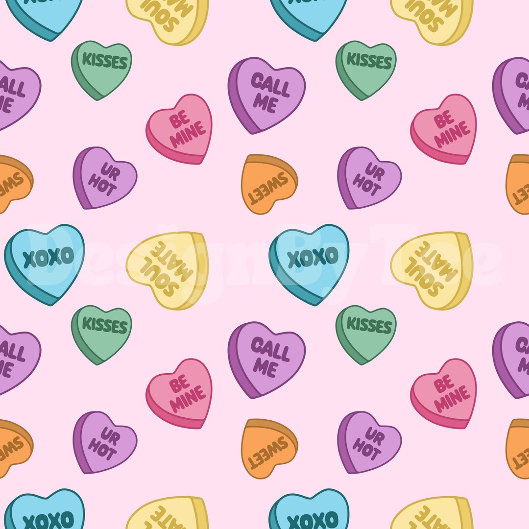 Valentine Conversation Heart Seamless Pattern: Fabric Sublimation ...