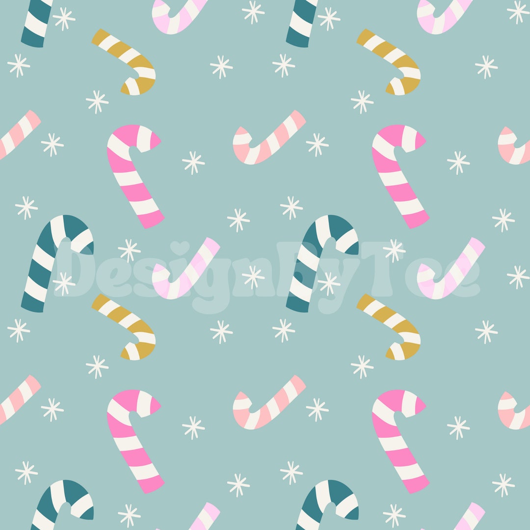 Candy Peppermint Cane Seamless Pattern Files for Pink Christmas Fabric ...