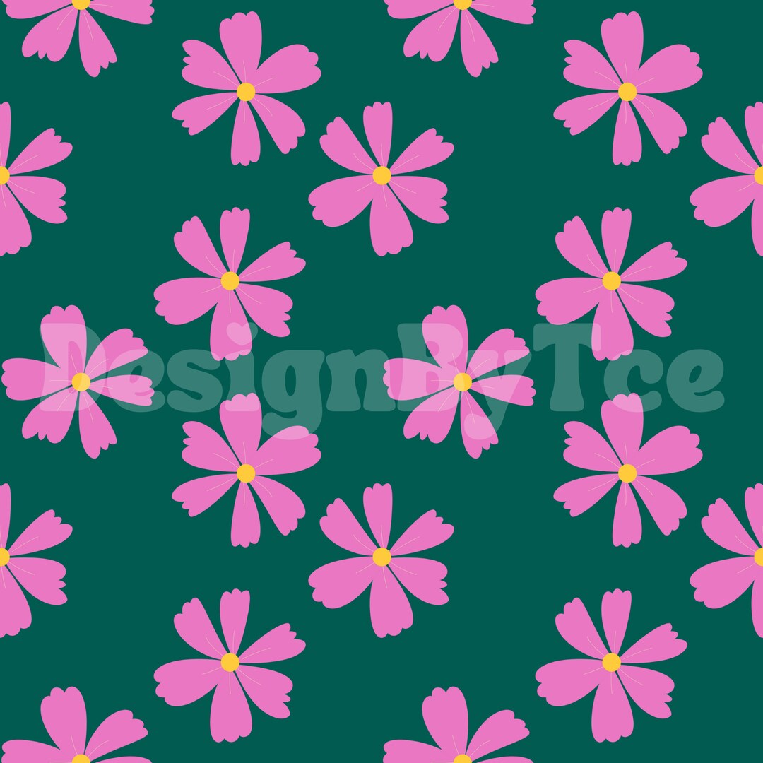 BLOOM DAISY Seamless Pattern File, Pink Floral Fabric Printing ...